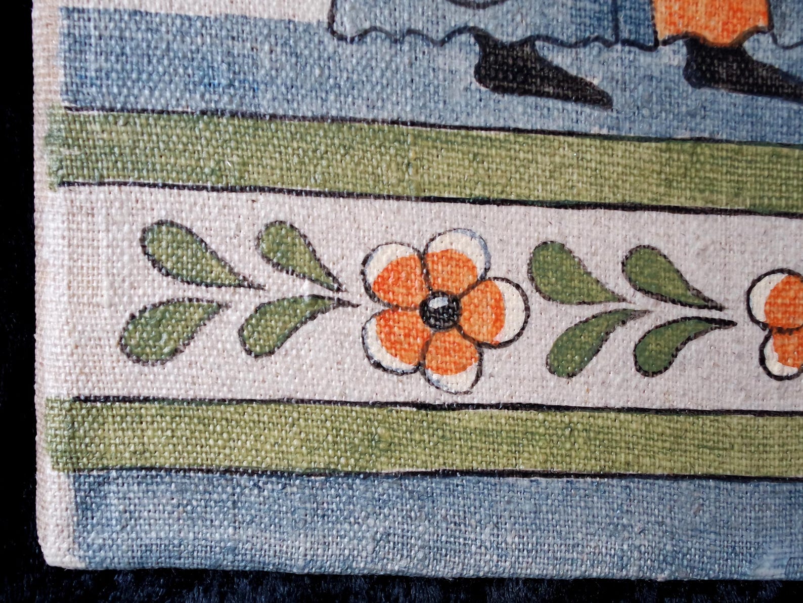 Swedish Kurbits Painting Dala Painting on Linen 36 X 25,5 Cm - Etsy