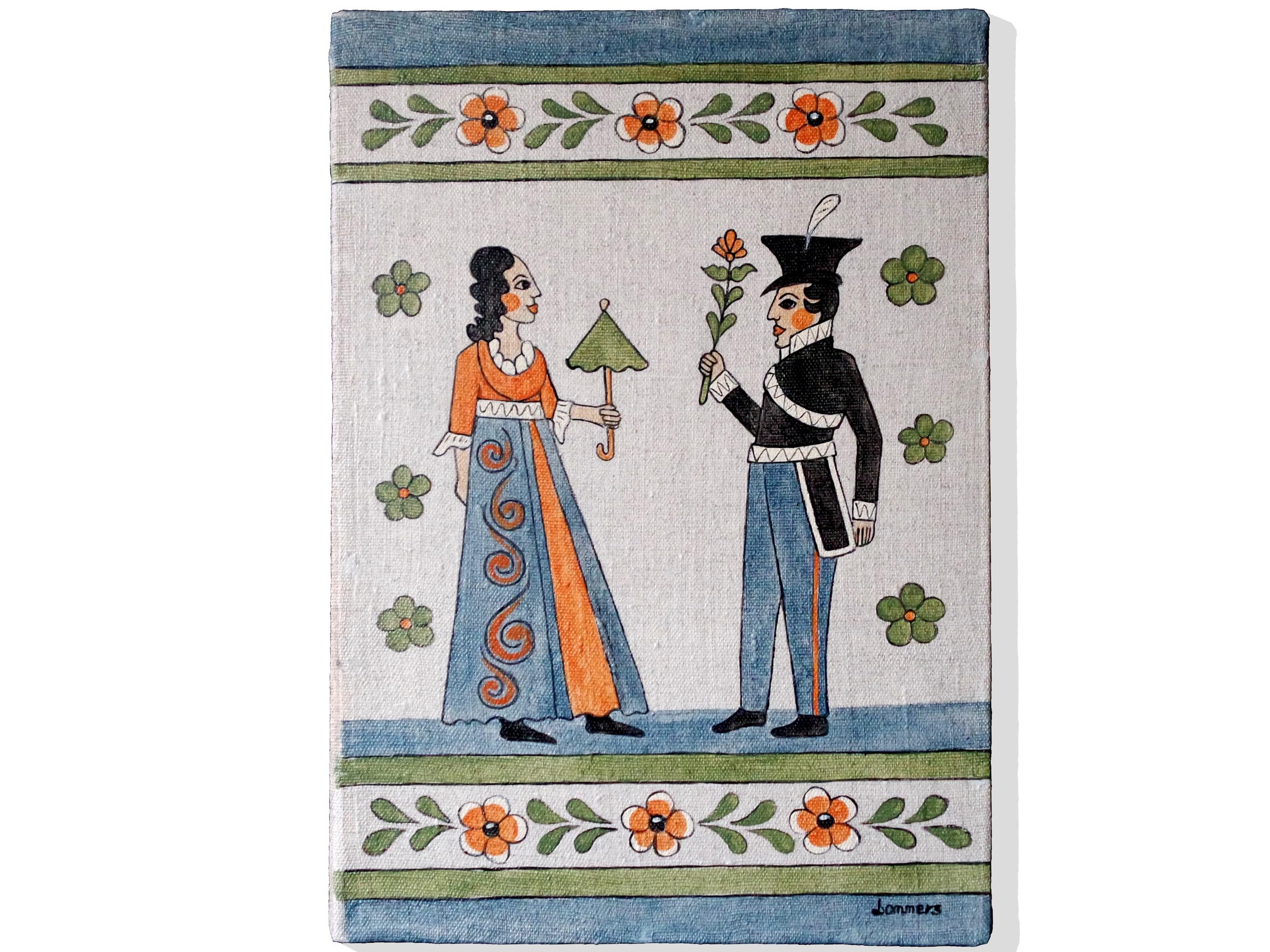 Swedish Kurbits Painting Dala Painting on Linen 36 X 25,5 Cm - Etsy