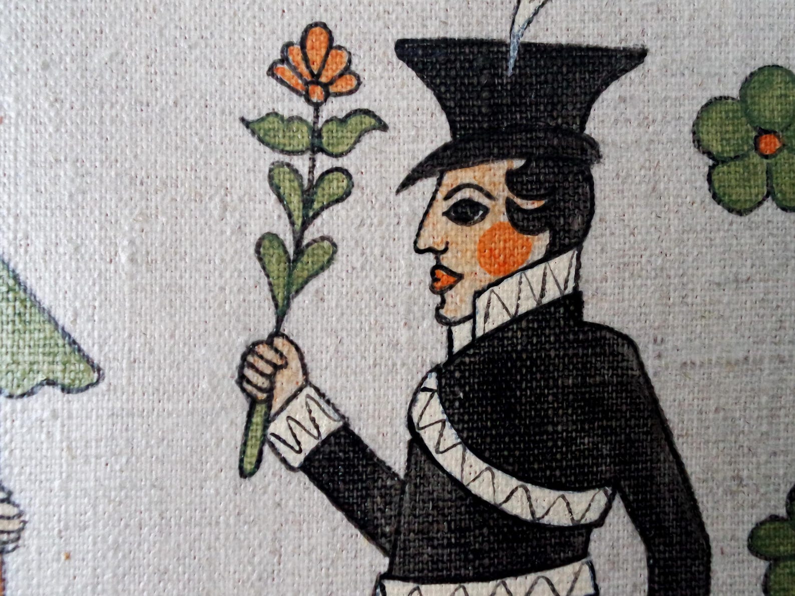 Swedish Kurbits Painting Dala Painting on Linen 36 X 25,5 Cm - Etsy