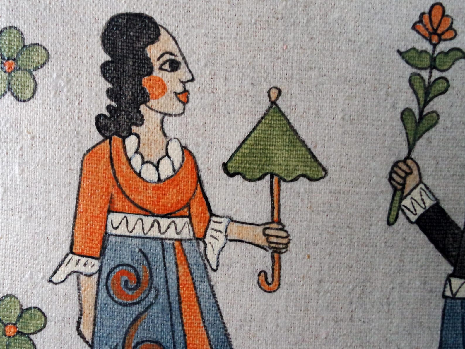 Swedish Kurbits Painting Dala Painting on Linen 36 X 25,5 Cm - Etsy