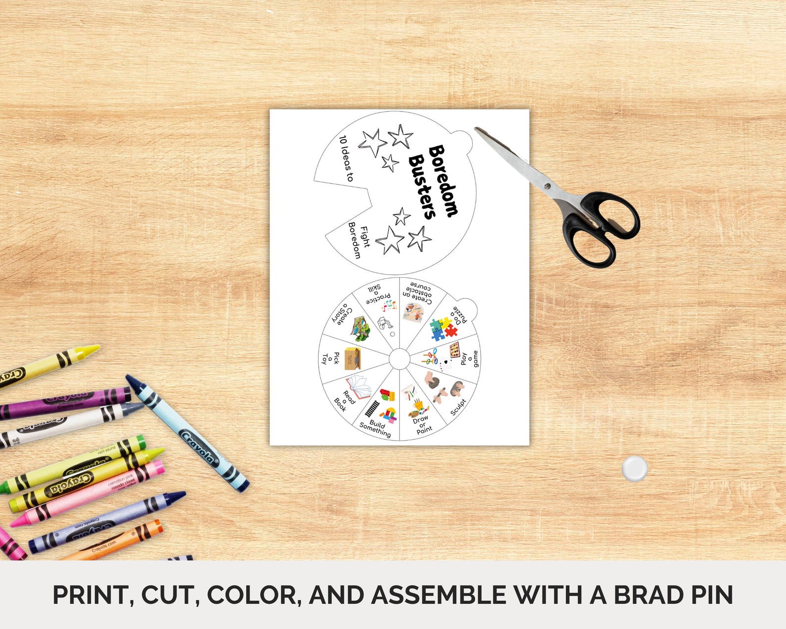 Boredom Buster Spinner Wheel Craft - 10 Activity Ideas for Kids - Etsy