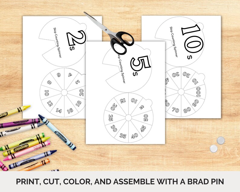 Skip Counting Spinner Wheel Coloring Craft - Count by 2s, 5s, and 10s ...