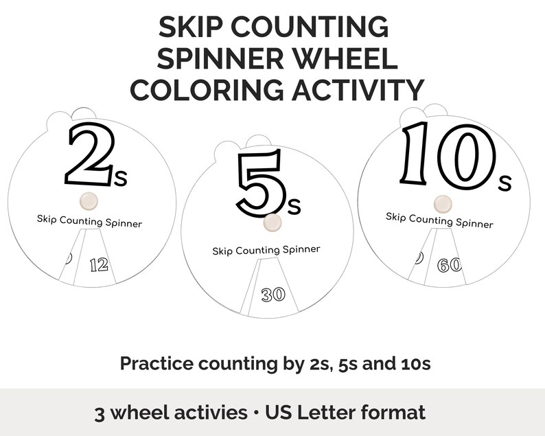 Skip Counting Spinner Wheel Coloring Craft - Count by 2s, 5s, and 10s ...