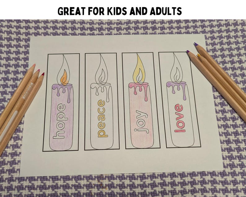 Advent Candle Coloring Printable Bookmarks (PDF Download) - Etsy