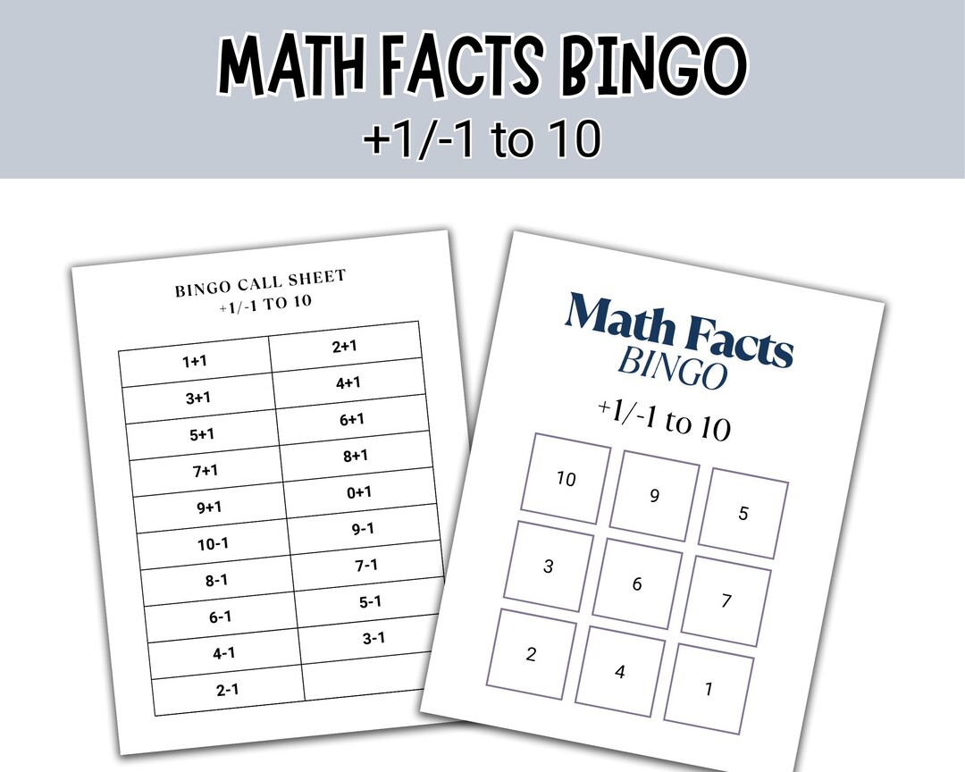 Math Facts Bingo: Addition & Subtraction Game (PDF Download) - Etsy