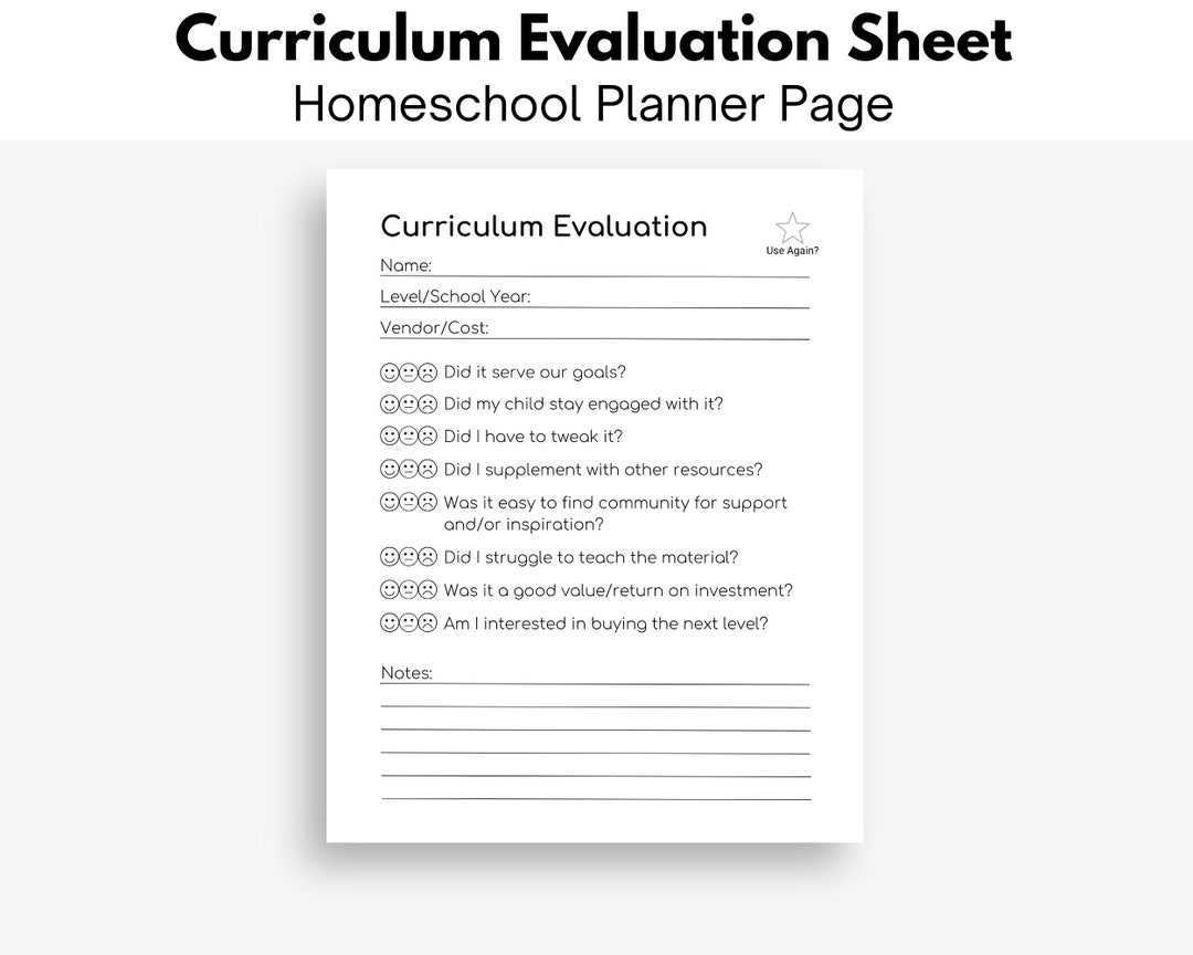 Curriculum Evaluation Homeschool Planner Reflection Page - Etsy