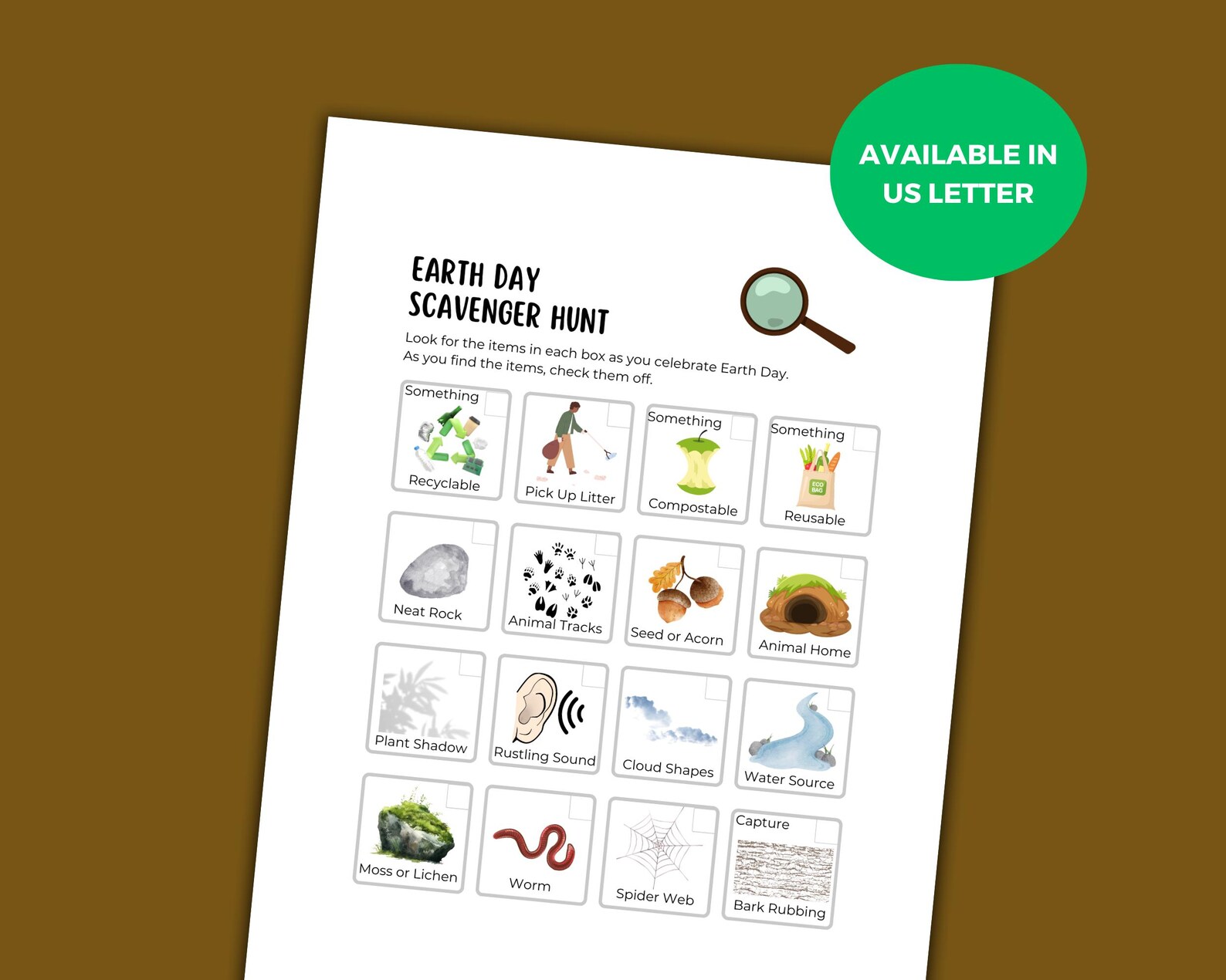 Earth Day Scavenger Hunt: Printable Cards, Kids' Activity (printable ...