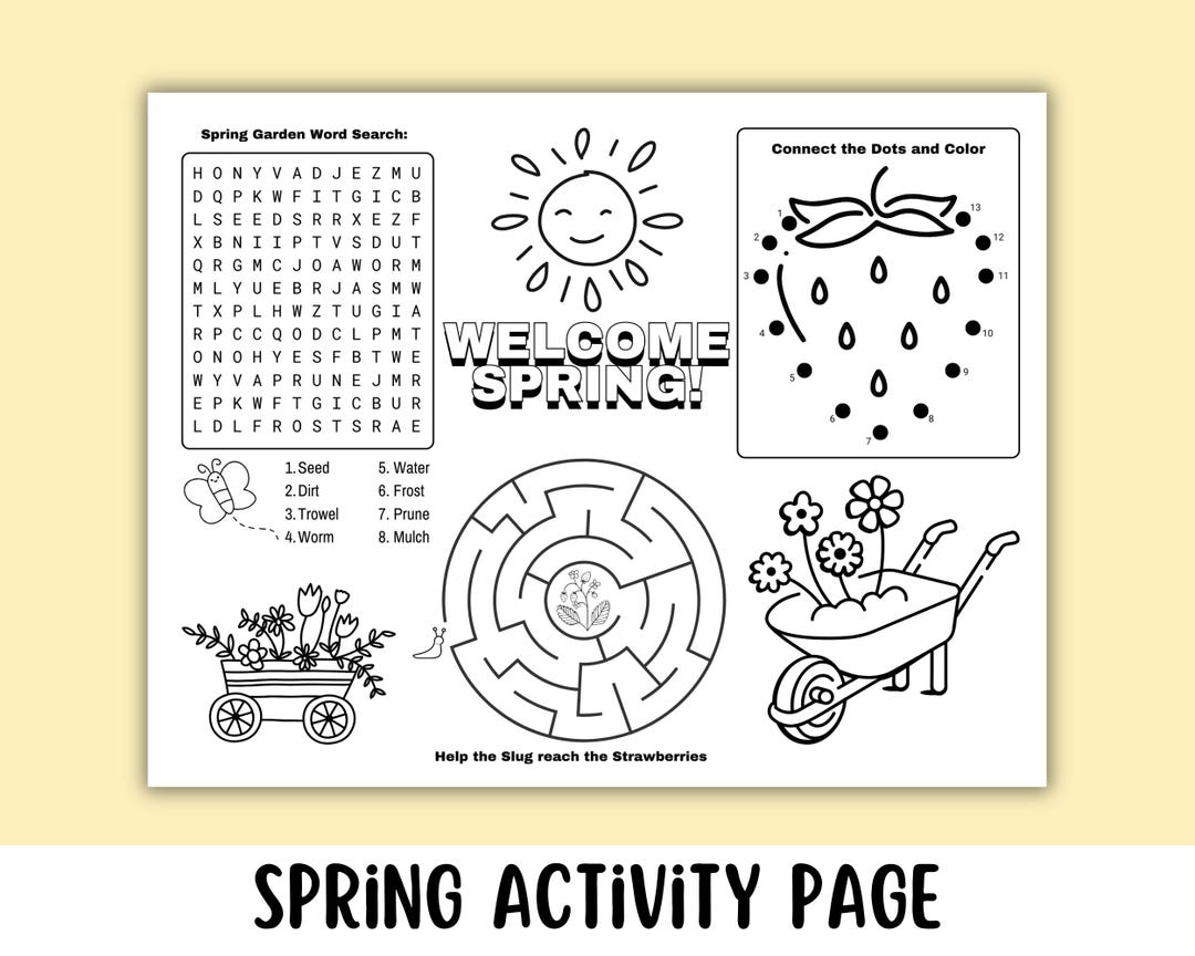 Spring Activity Placemat Printable – Fun & Engaging Kids’ Table ...