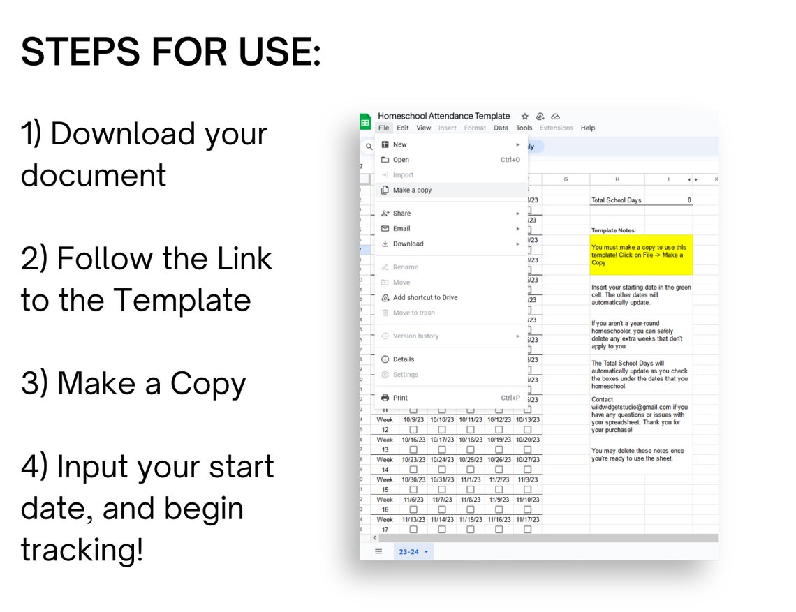 Digital Homeschool Attendance Tracker - Google Sheets Template - Etsy
