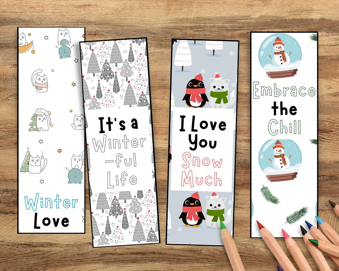 Winter Themed Printable Bookmarks (PDF Download) - Etsy
