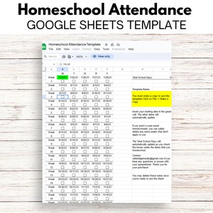 Digital Homeschool Attendance Tracker - Google Sheets Template - Etsy