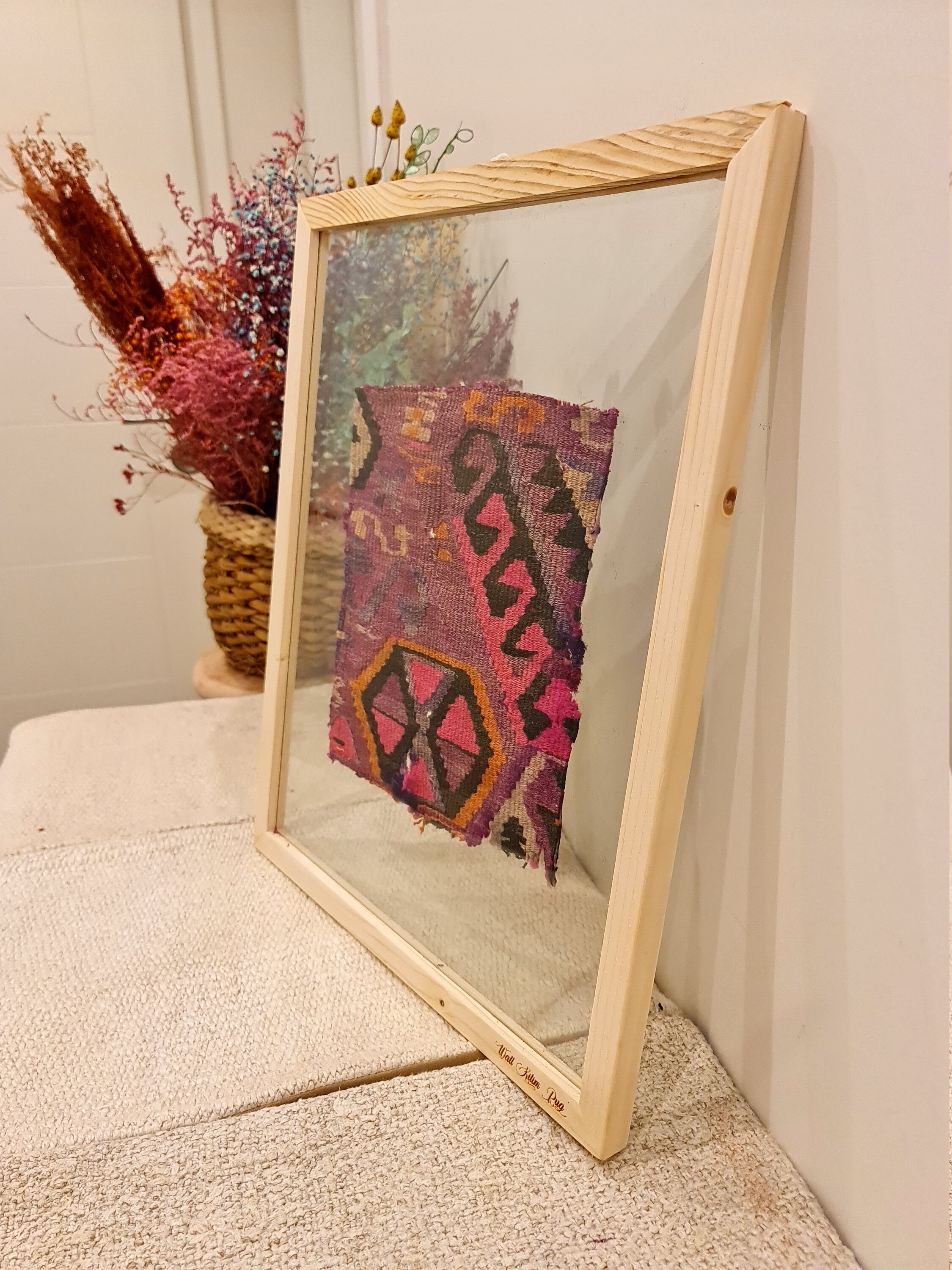 Earthy Wall Art Pink Wall Framed Rug - Etsy UK