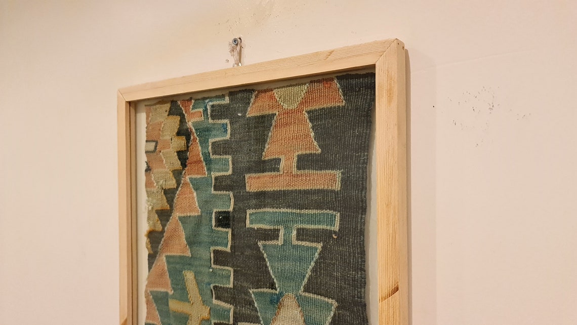 Vintage Ethnic Geometric Pattern Wall Kilim Rug Framed Art | Etsy