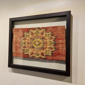 Black Wooden Framed Flower Pattern Rug Wall Decor, Weaving Wall Hanging ...