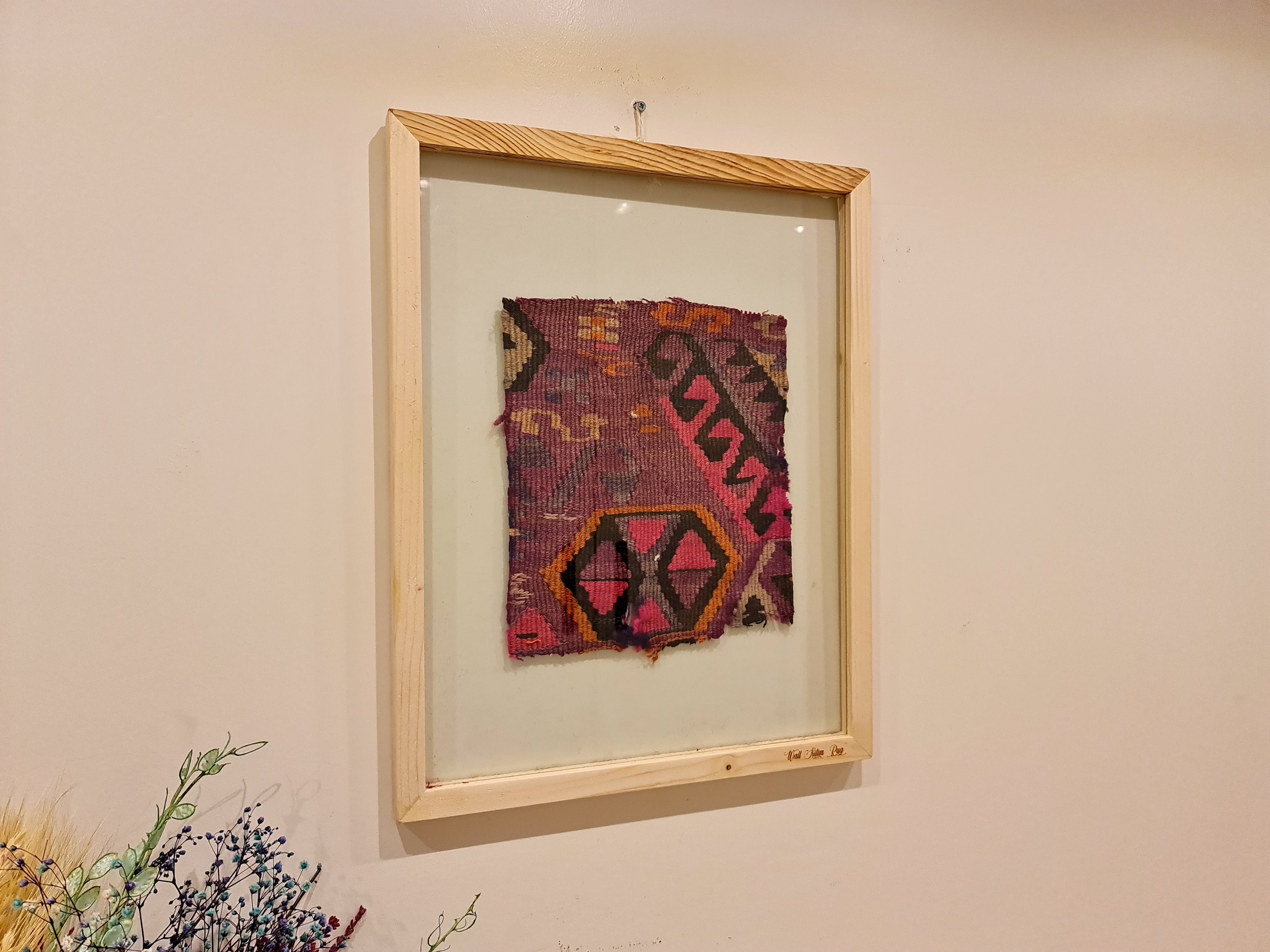 Earthy Wall Art Pink Wall Framed Rug - Etsy UK