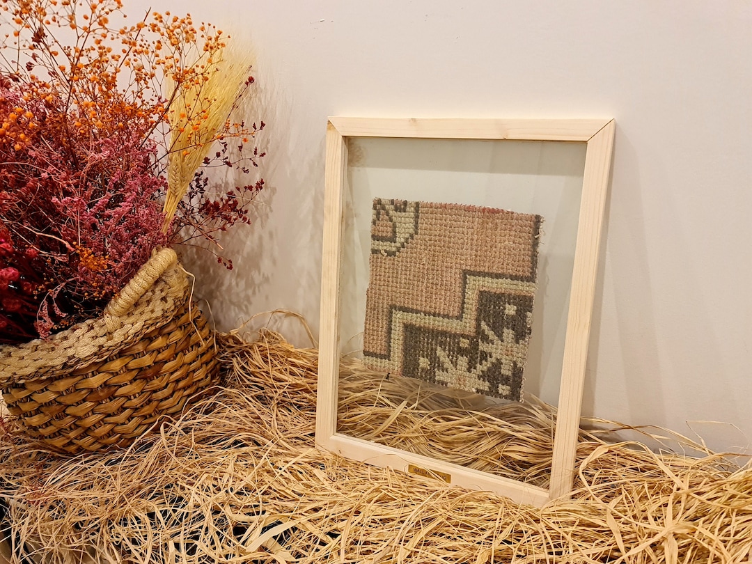 Woven Istanbul Rug, Ethnic Pattern Wall, Unique Turkish Rug Framed ...