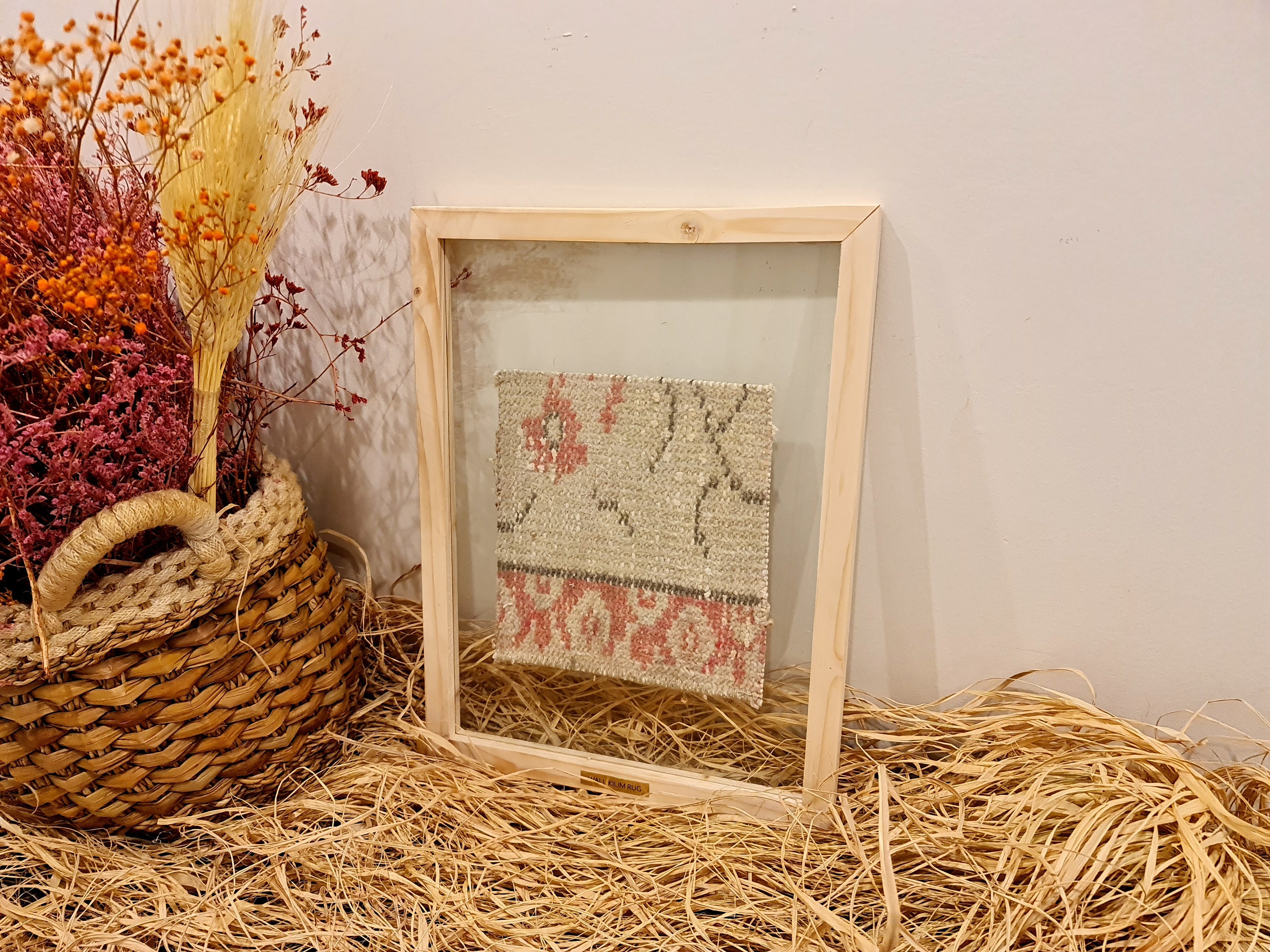Framed Wall Carpet Rug for Indie Room Decor, Unique Turkish Rug Framed ...