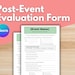 POST-EVENT EVALUATION Form Template Participant Evaluation Form ...