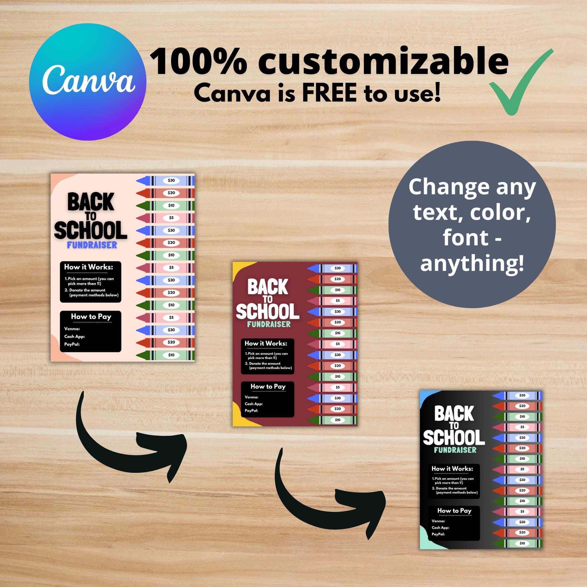 School Fundraiser Template - Editable Canva Donation Tracker (digital ...