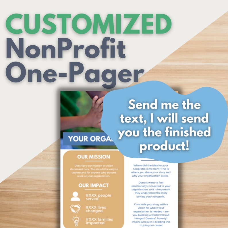 CUSTOM NONPROFIT OVERVIEW - Customized, About Us, One Page Summary ...