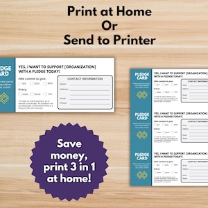 Editable Nonprofit Pledge Card Template: Canva Design, Fundraising ...