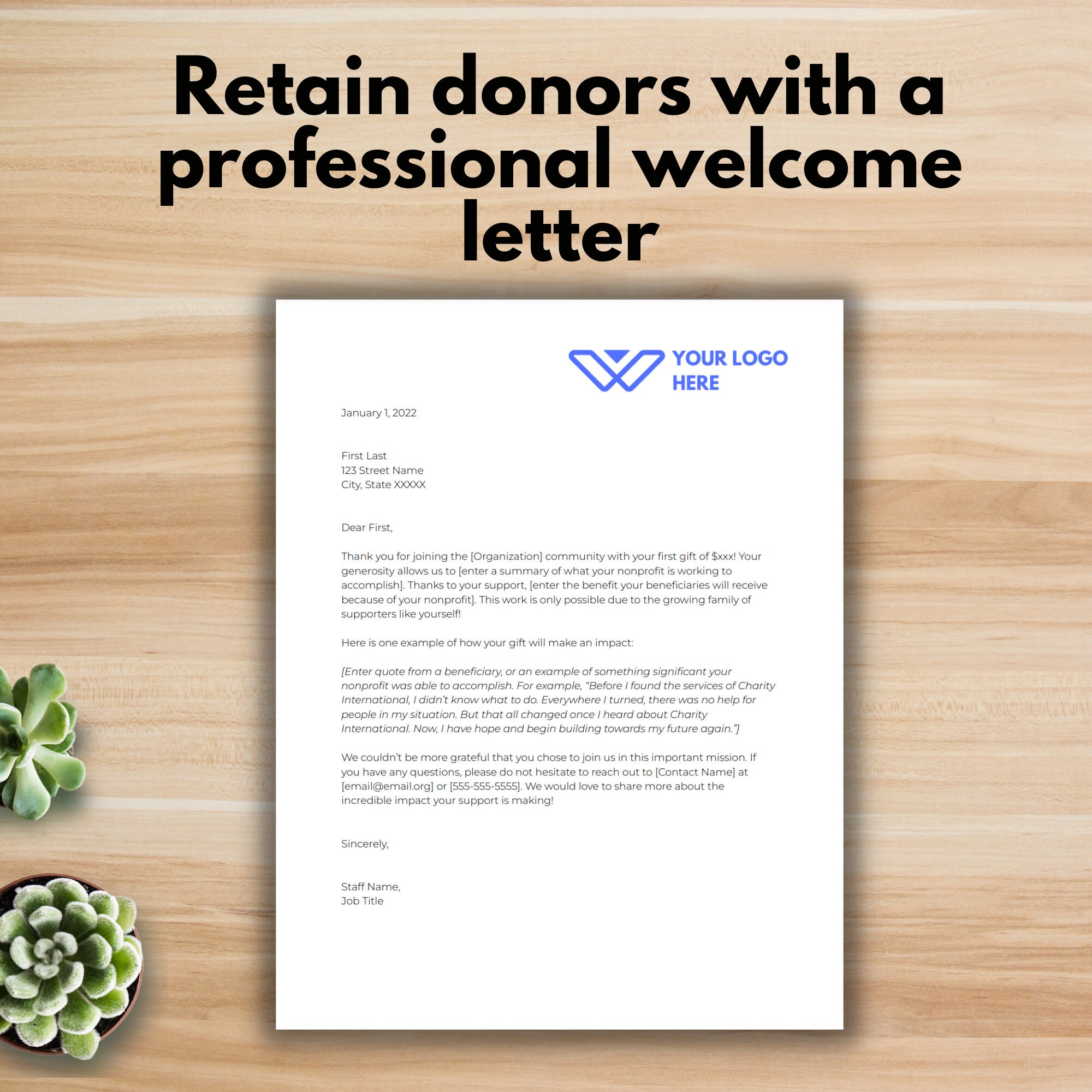 NEW DONOR WELCOME Letter Google Doc Template Nonprofit - Etsy