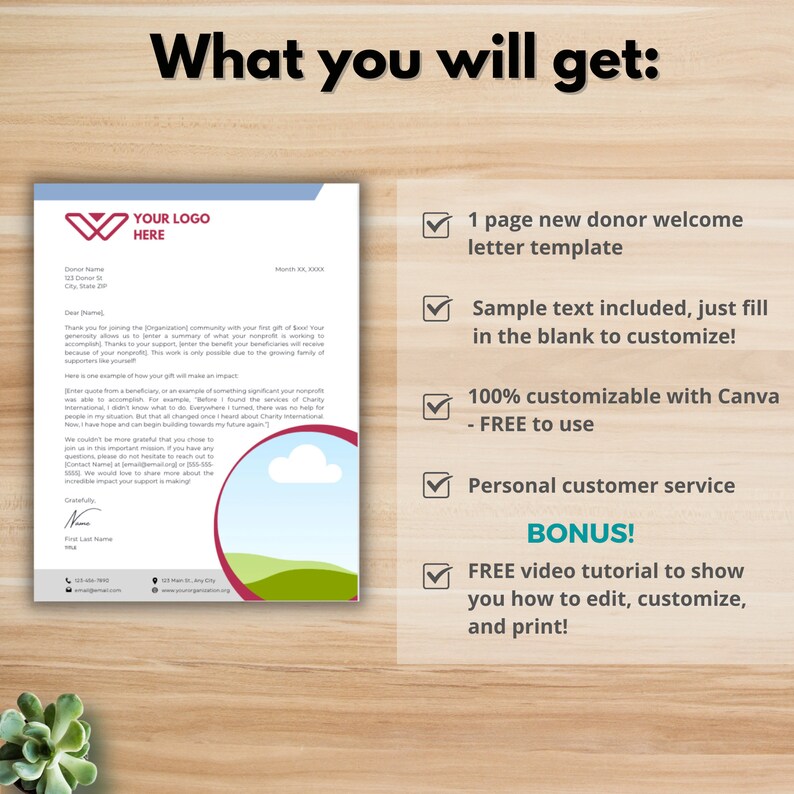 NEW DONOR WELCOME Letter - Canva Template, Customizable, Editable ...