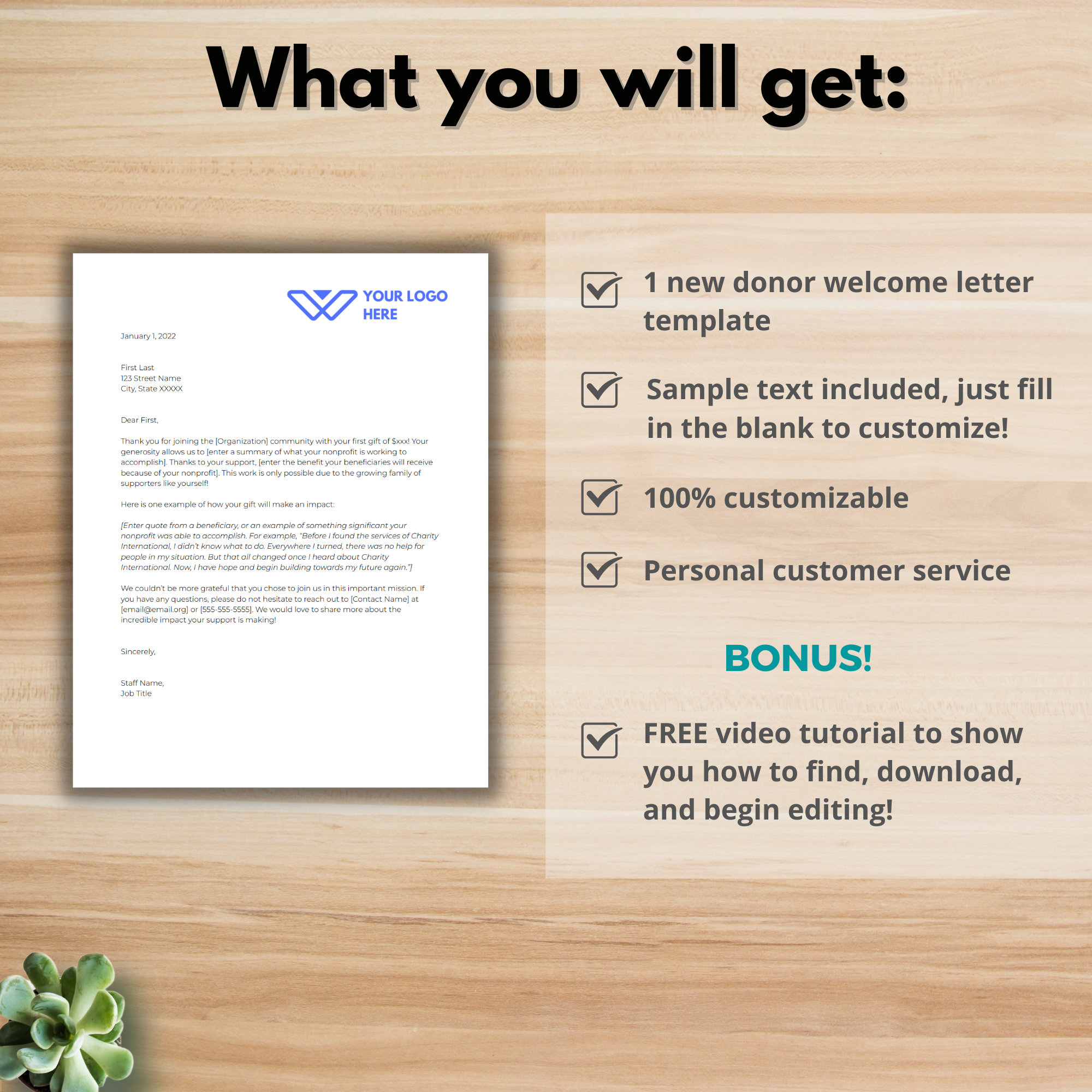 NEW DONOR WELCOME Letter - Google Doc Template, Nonprofit Fundraising ...