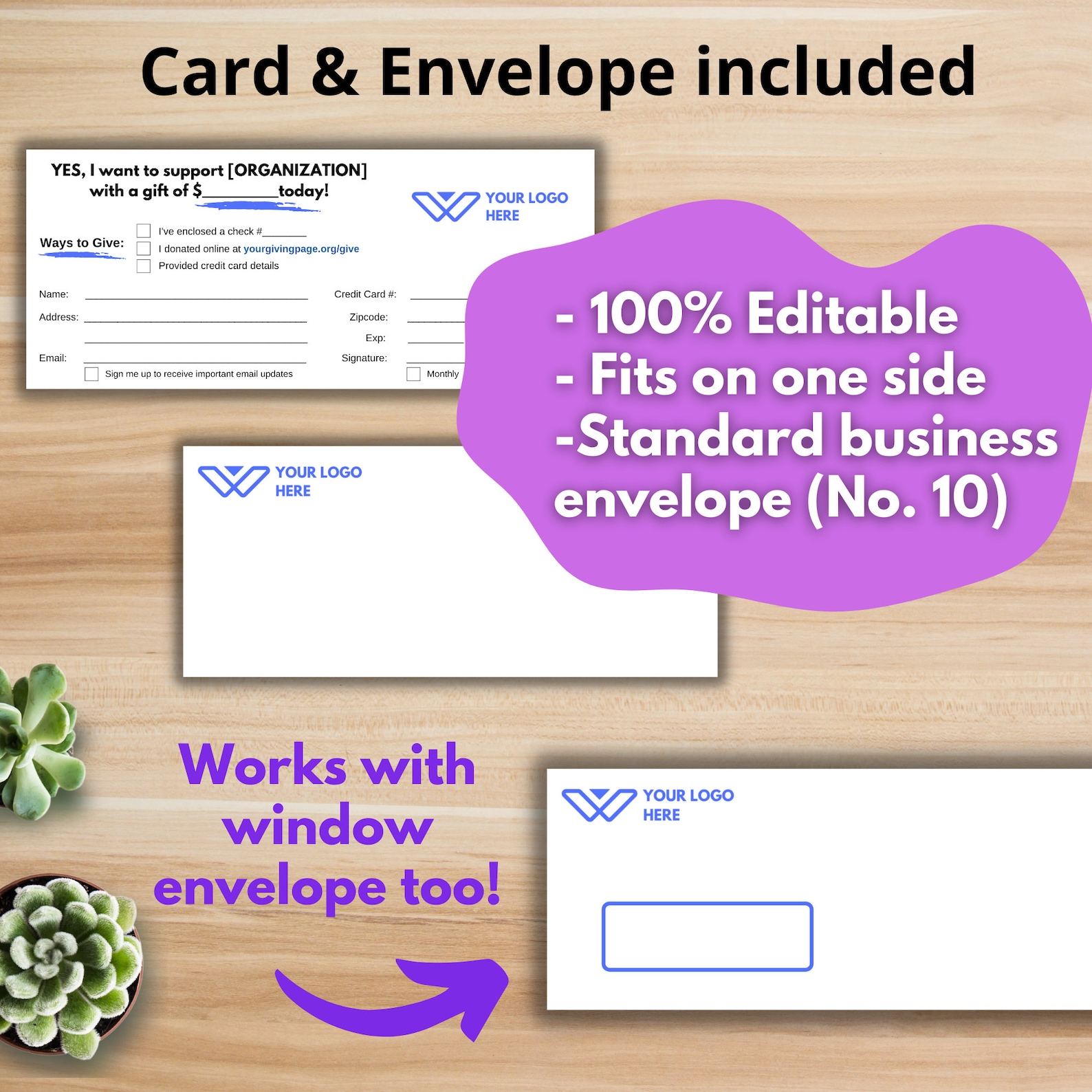 DONATION REPLY CARD - Editable Canva Template, Nonprofit Reply Card ...