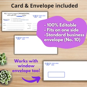 DONATION REPLY CARD - Editable Canva Template, Nonprofit Reply Card ...