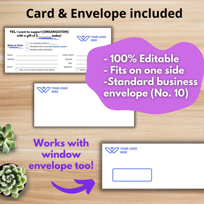 DONATION REPLY CARD - Editable Canva Template, Nonprofit Reply Card ...