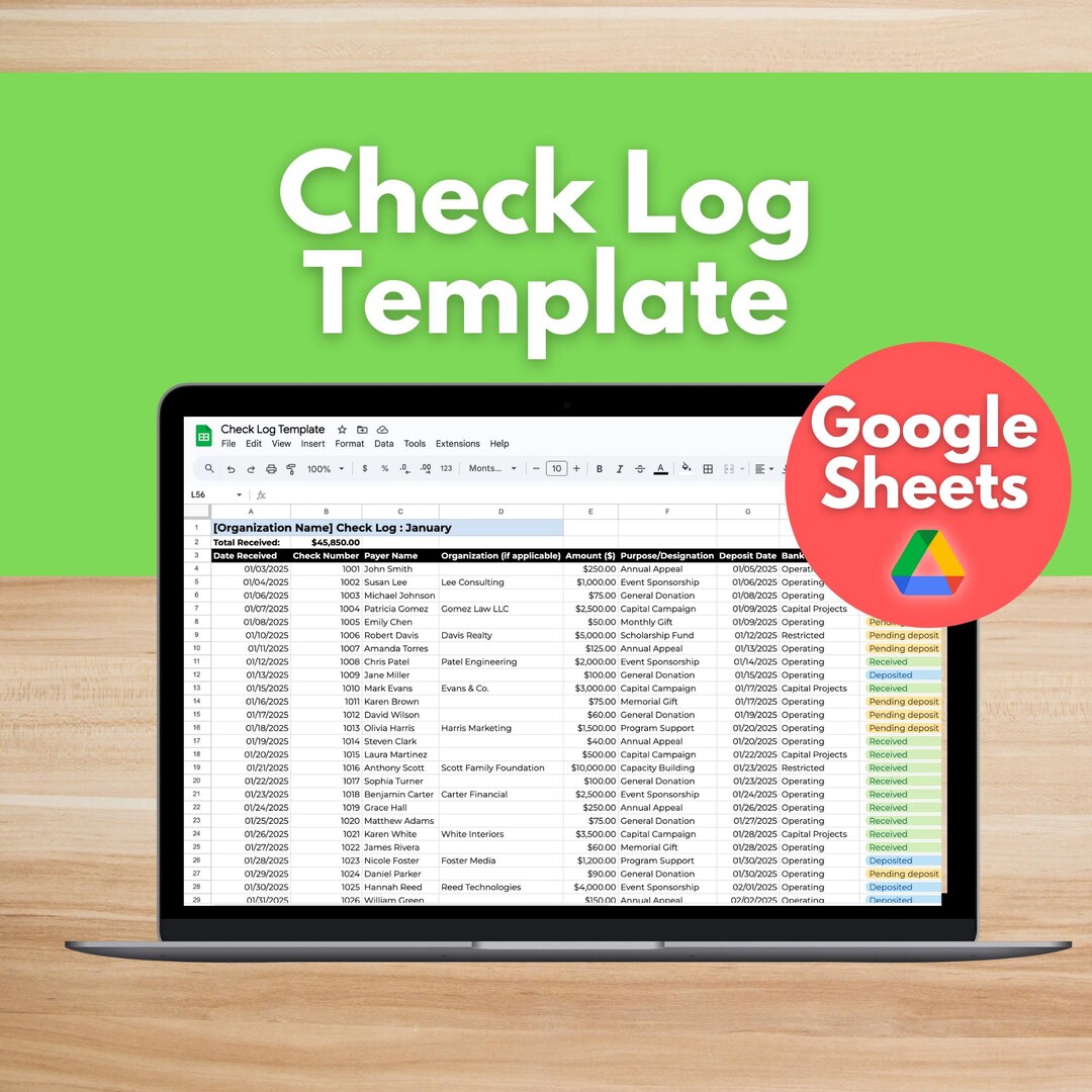 CHECK LOG TEMPLATE - Easily Track, Manage and Organize Your ...