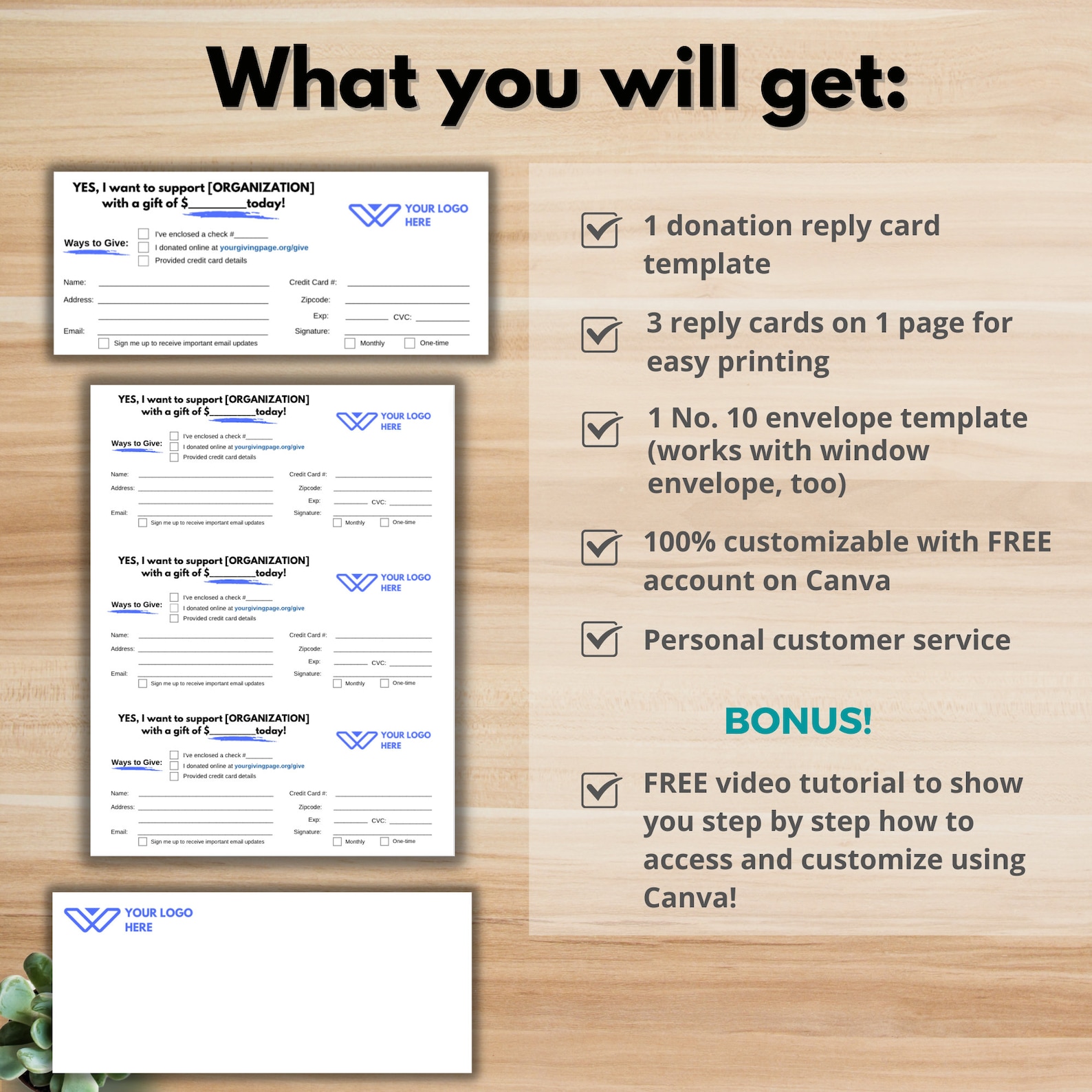 DONATION REPLY CARD - Editable Canva Template, Nonprofit Reply Card ...