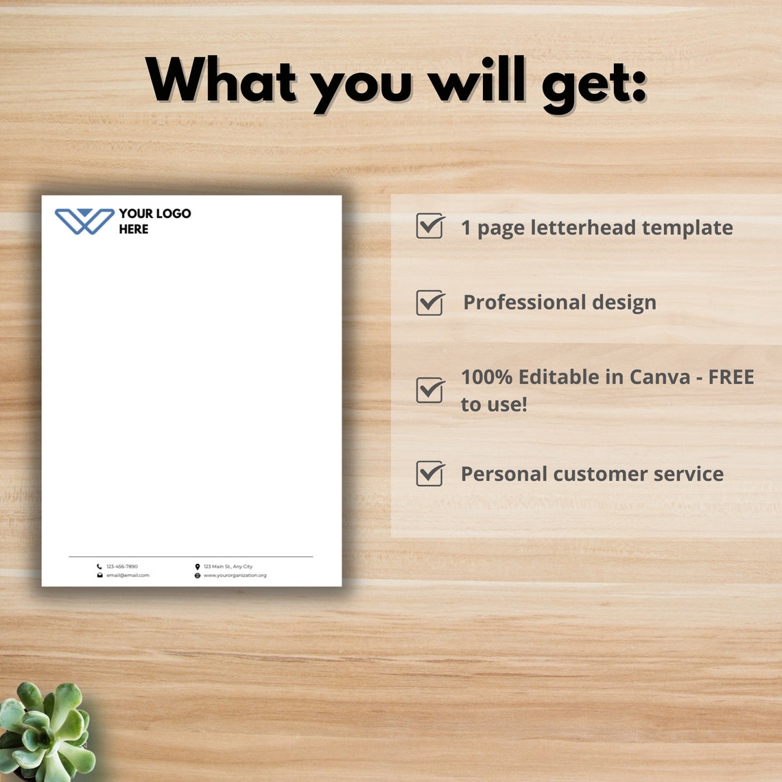 SIMPLE LETTERHEAD TEMPLATE - for Canva, Editable, Customizable ...