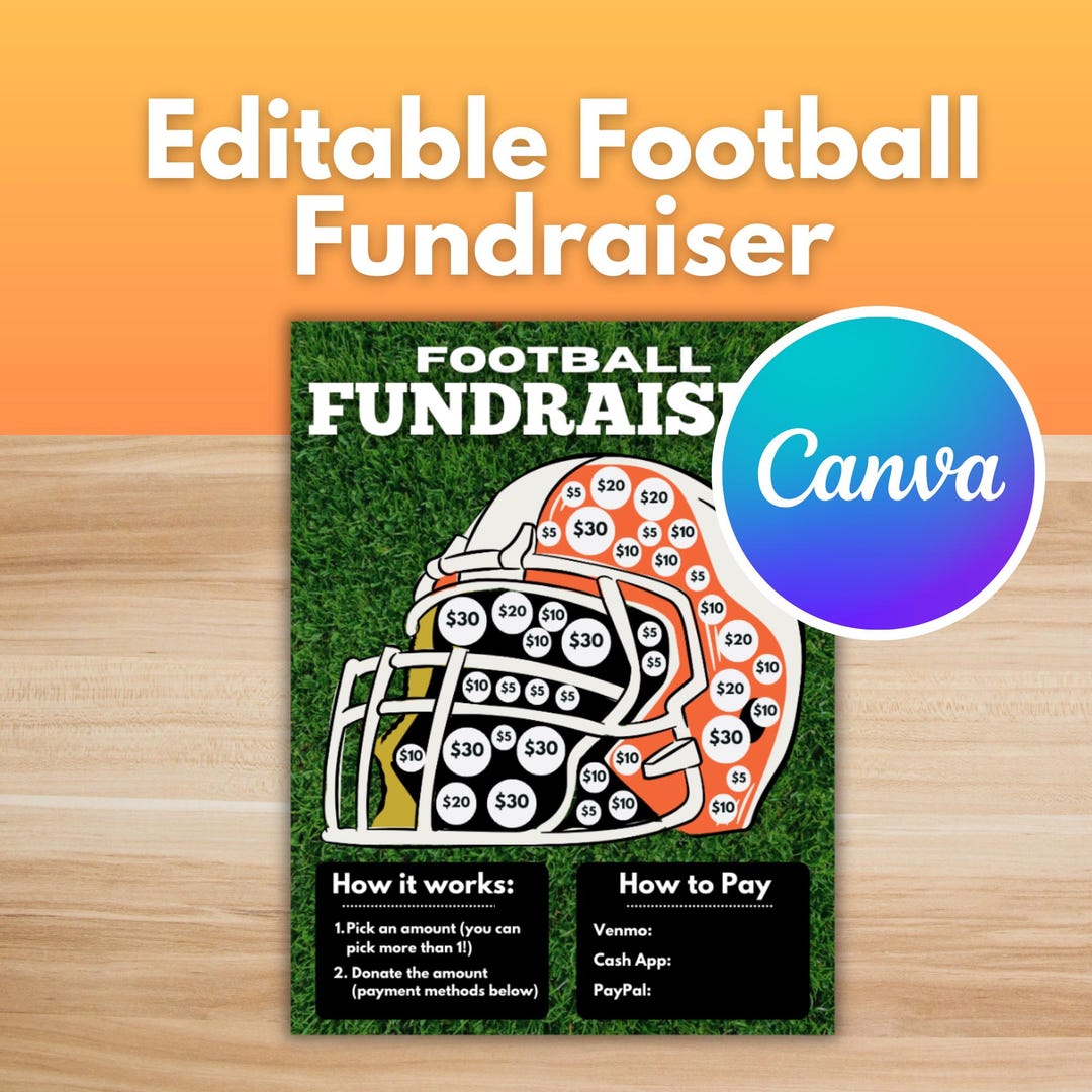 FOOTBALL FUNDRAISER TEMPLATE - Editable Canva Template, Donation ...