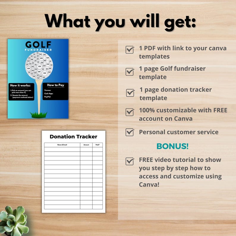 GOLF FUNDRAISER TEMPLATE - Editable Canva Template, Donation Tracker ...