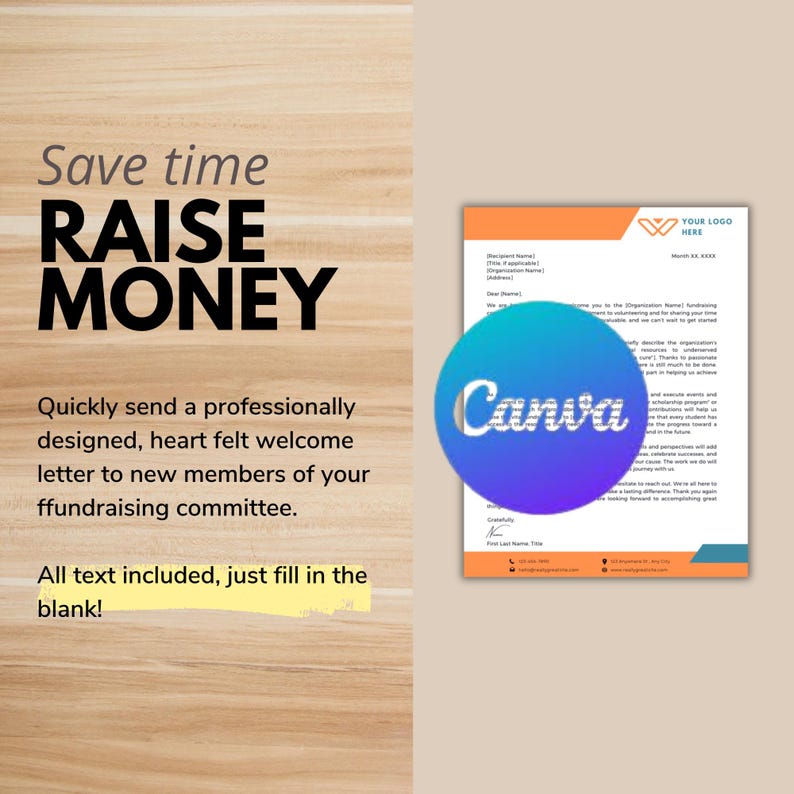 Nonprofit Fundraising Committee Welcome Letter Template (canva) - Etsy