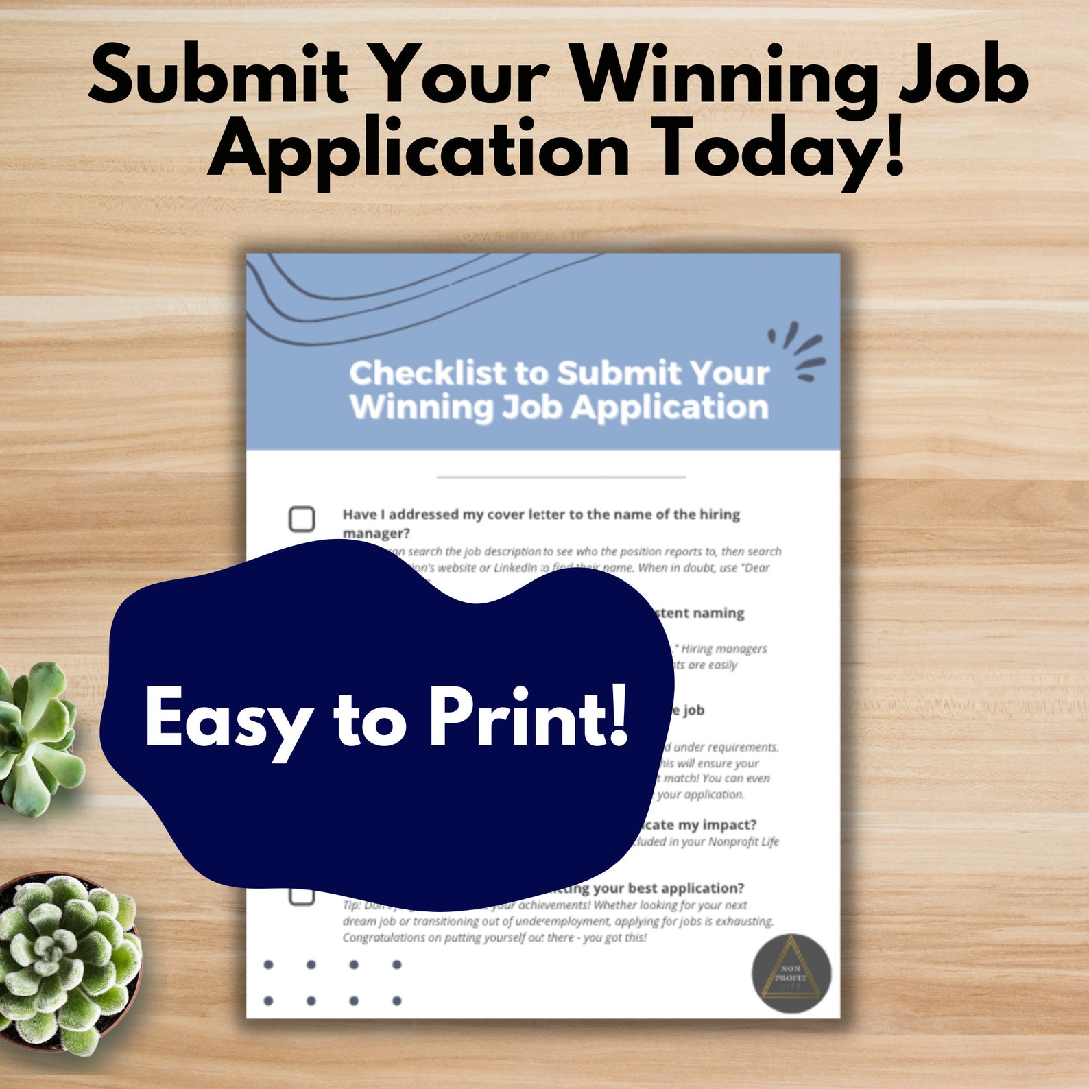 JOB APPLICATION CHECKLIST - Printable, Nonprofit Job Application ...