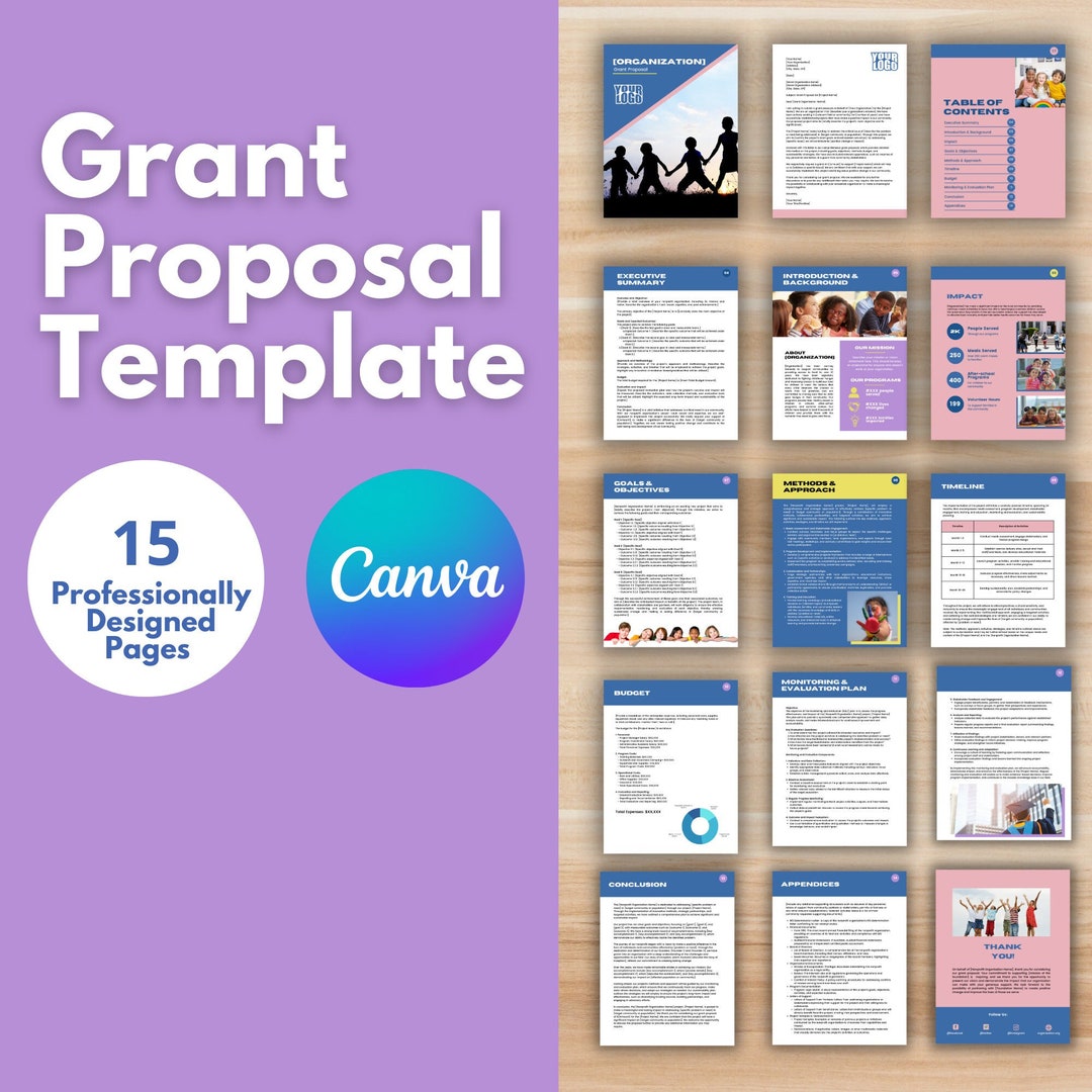 GRANT PROPOSAL TEMPLATE - Canva Template, Grant Template, Foundation ...