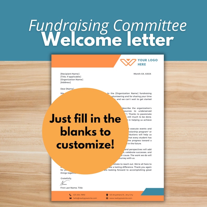 Nonprofit Fundraising Committee Welcome Letter Template (canva) - Etsy