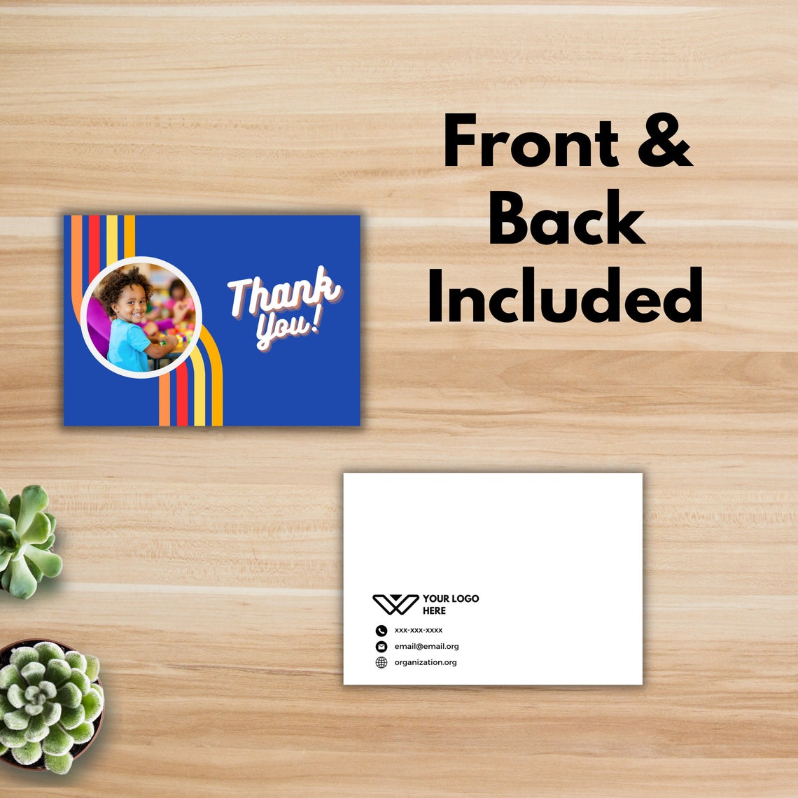 DONOR THANK YOU Card Template - Editable Canva Template, Nonprofit Card ...