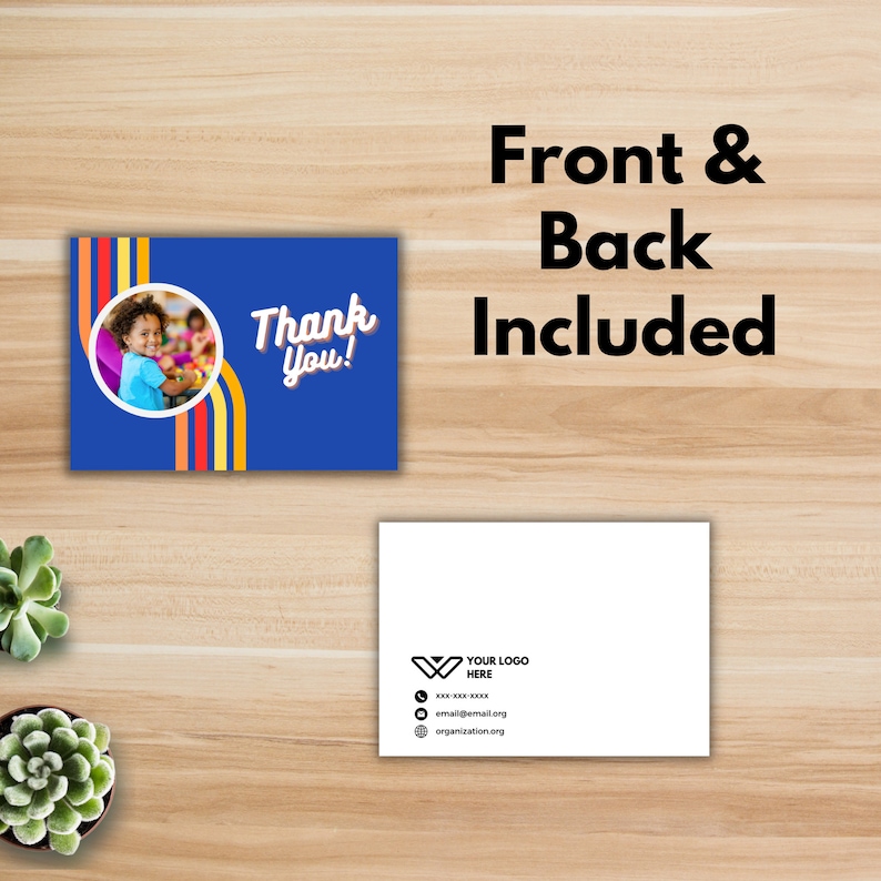 DONOR THANK YOU Card Template - Editable Canva Template, Nonprofit Card ...