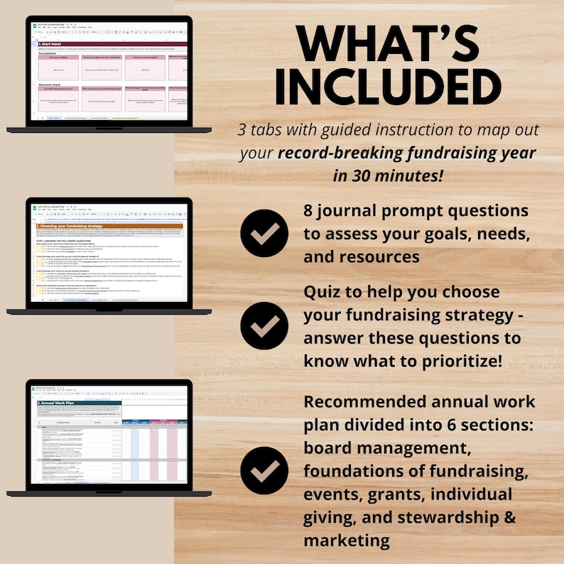 Nonprofit Fundraising Work Plan Template: Google Sheets (digital ...