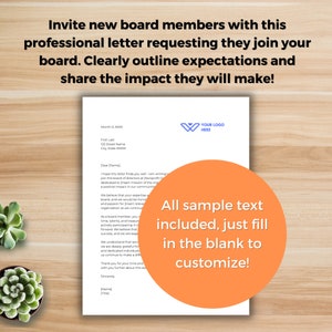 BOARD MEMBER REQUST Letter Template - Nonprofit Template, Donor ...