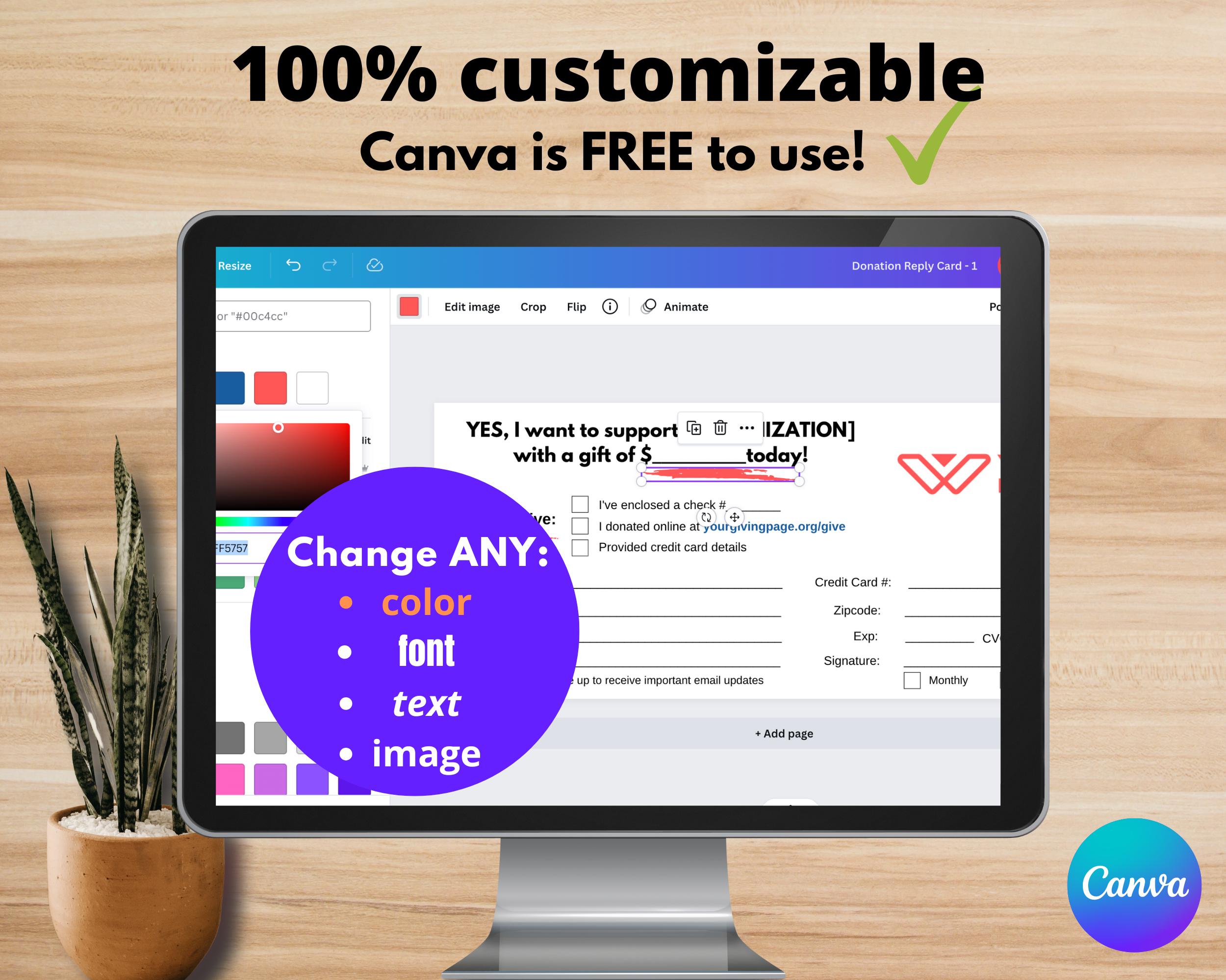 Editable Nonprofit Pledge Card Template: Canva Design, Fundraising ...