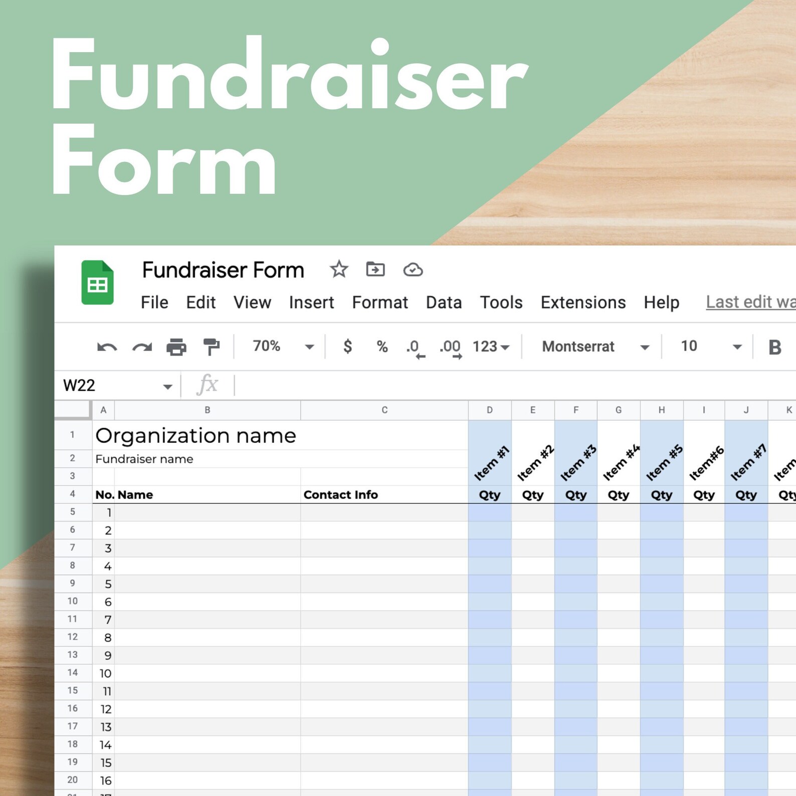 FUNDRAISER FORM - for Excel or Google Sheets, Then Print - Etsy