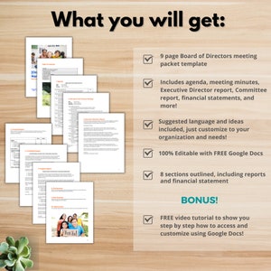 BOARD MEETING PACKET Template - Board of Directors, Nonprofit Template ...