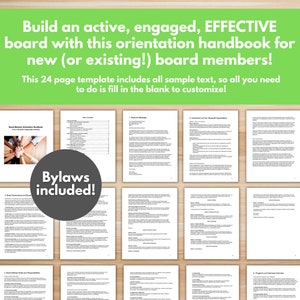 Nonprofit Board Orientation Handbook Template: Governance & Bylaws ...