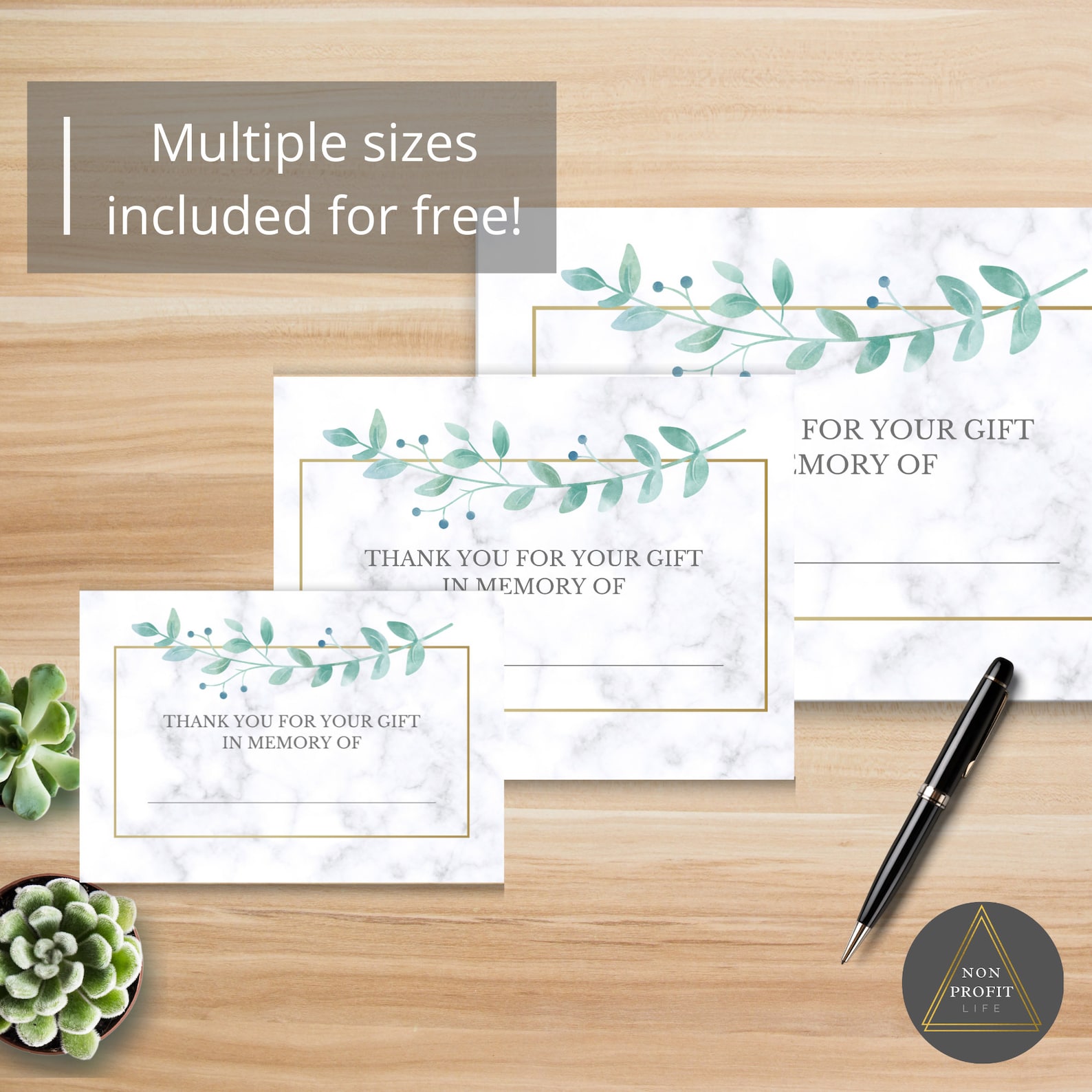 In Memory of Donation Card - Printable, Nonprofit Donor Thank You ...