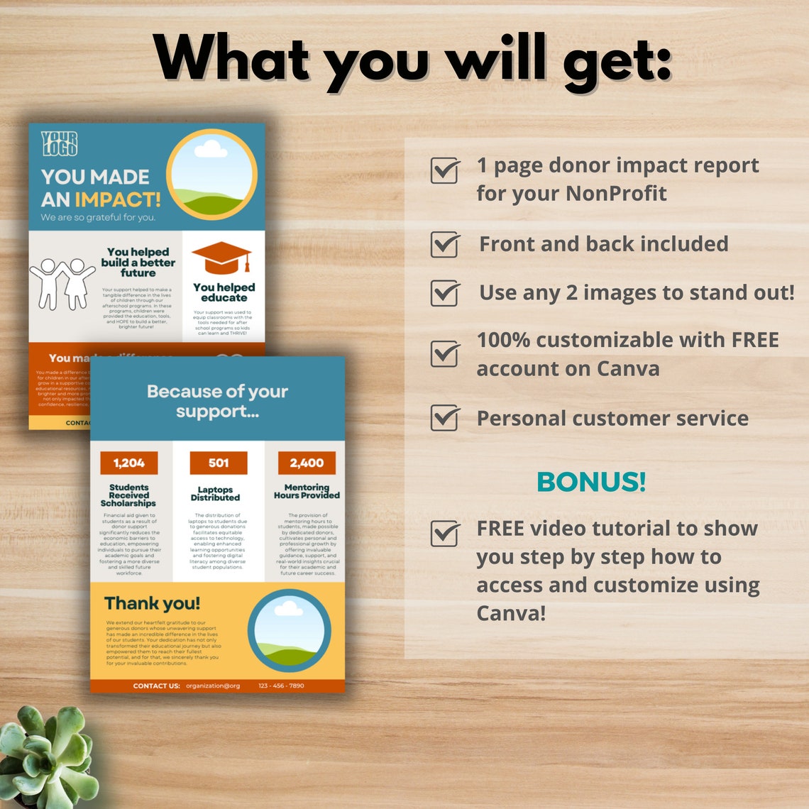 DONOR IMPACT REPORT Template Canva Template, Editable, Donor Report ...